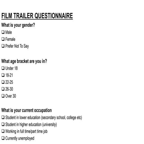 Film trailer questionnaire | PPTX