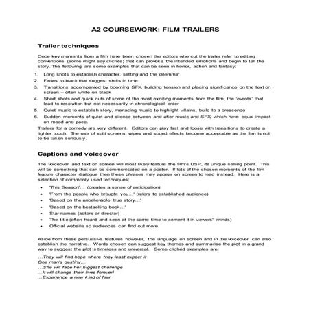 Film trailers techniques and captions | DOCX