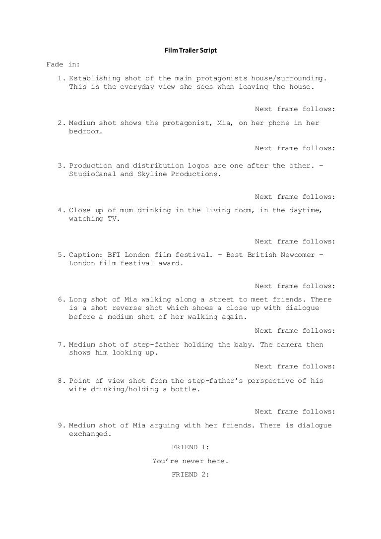 Film Trailer Script Film Trailer Script