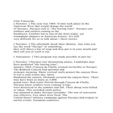 Film Transcript[ Narrator ] The year was 1864. Events took .docx