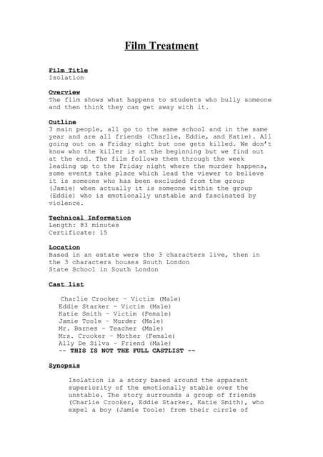 Film treatment v1 | PDF