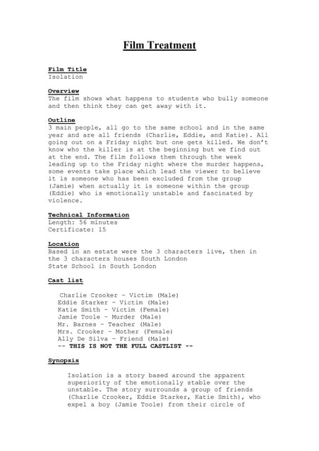 Film treatment v1 | PDF