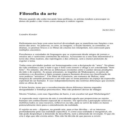 Filosofia da arte | PDF
