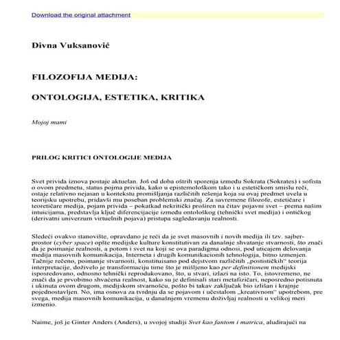 Filozofija Medija | PPT