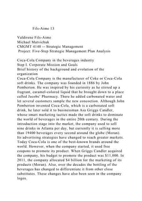 Cola wars Case Study Analysis | DOCX | Business | Business and Finance