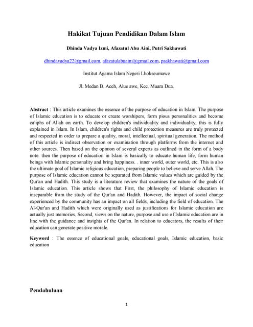 Tema 5. Hakikat tujuan pendidikan islam | DOCX