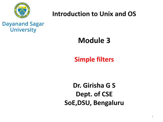 Unix - Filters | PPTX Unix - Filters | PPTX
