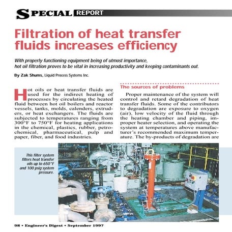 Filtration of heat transfer fluids increases efficiency | PDF