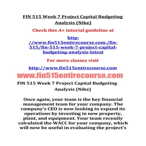 Fin 515-week-7-project-capital-budgeting-analysis | PDF