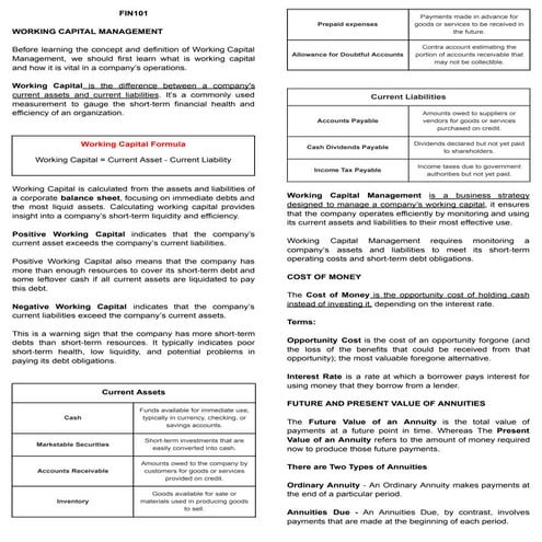 Working Capital Management, Principles of Finance | PDF