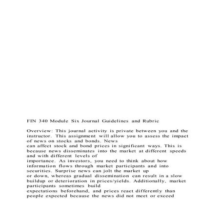 FIN 340 Module Six Journal Gui | DOCX