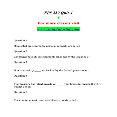 Fin 350 Enthusiastic Study / snaptutorial.com