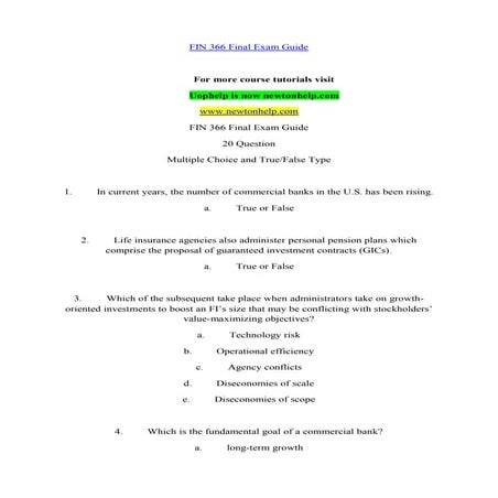 Fin 366 final exam guide | PDF