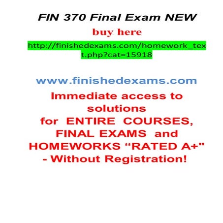 Fin 370 final exam | DOCX