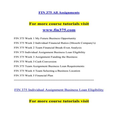 FIN 375 Redefined Education--fin375.com