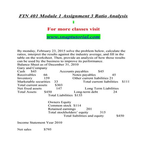 Fin 401 Enthusiastic Study / snaptutorial.com