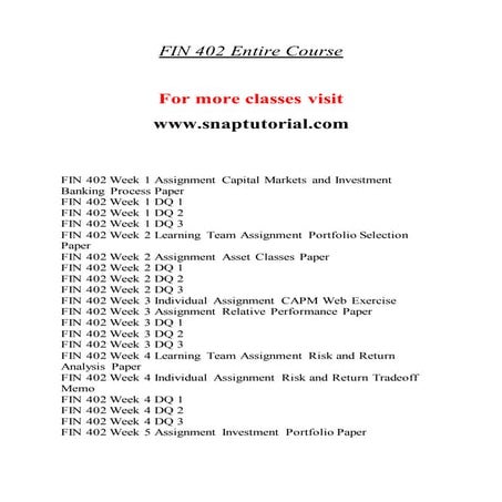 Fin 402 Education Organization -- snaptutorial.com