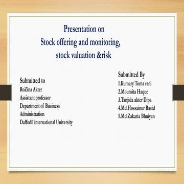 Stock offering and monitoring, stock valuation &risk.pdf