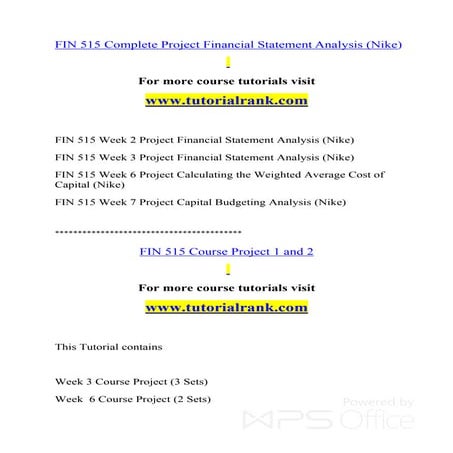 Fin 515 final exam set 1 | PDF