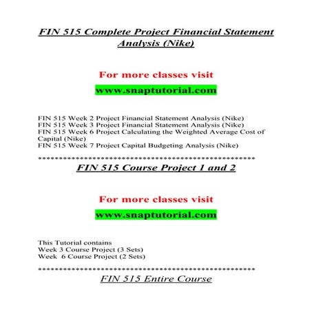 Fin 515 final exam set 1 | PDF