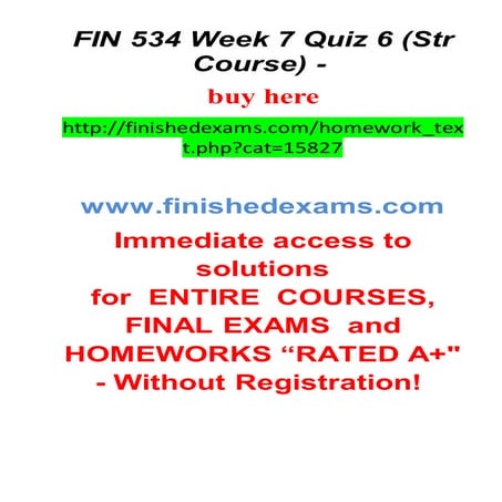 Fin 534 week 7 quiz 6 (str course) | DOCX