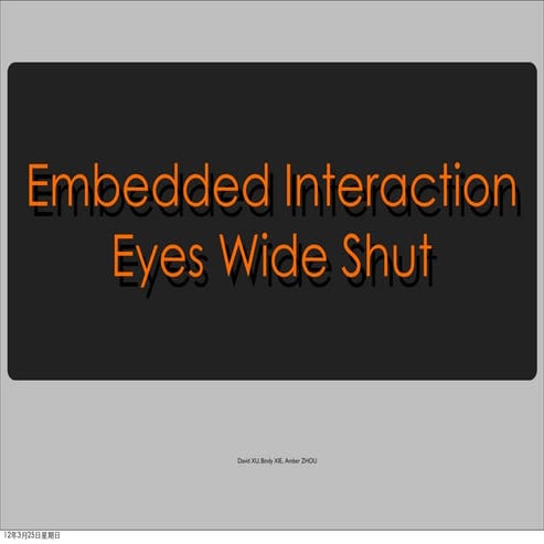 Embedded Interaction Workshop - Final Presentation | PDF
