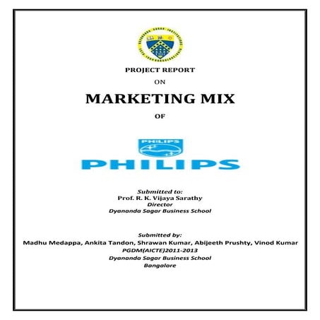 A report on MARKETING MIX in philips | DOCX