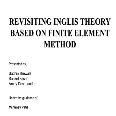 Revisiting Inglis Theory Using FEA ANSYS, Masters Thesis Research ...