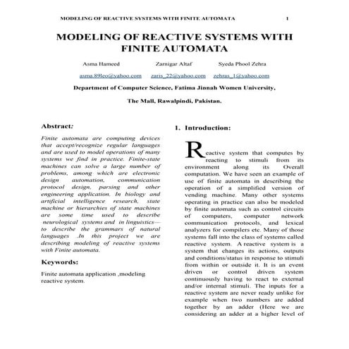 Modeling of reactive system with finite automata | DOCX