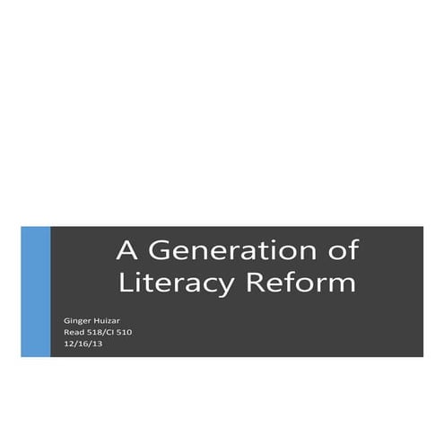 A Generation of Literacy Reform | PDF