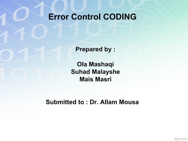 Error Control Coding Ppt Programming Languages Computing