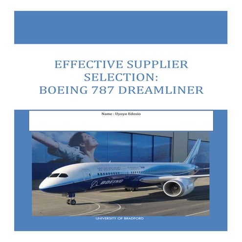 Effective Supplier Selection - Boeing 787 | PDF