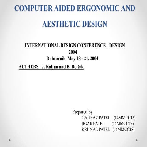 computer aided ergonomics and aesthetic design | PPT