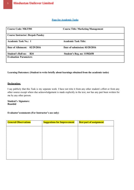 Marketing mix hul | PPTX