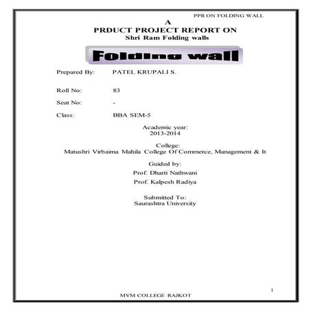 ppr on folding wall(cement) | DOCX