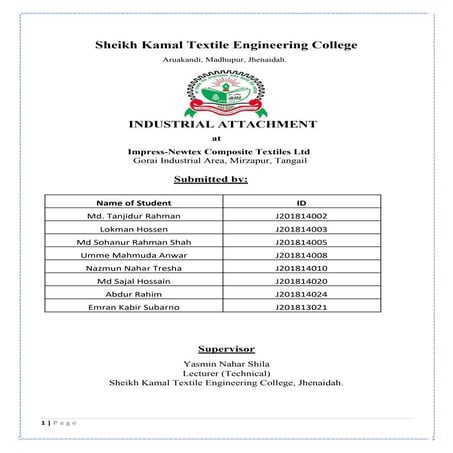 Report on Impress-Newtex Composite Textiles Ltd. | PDF