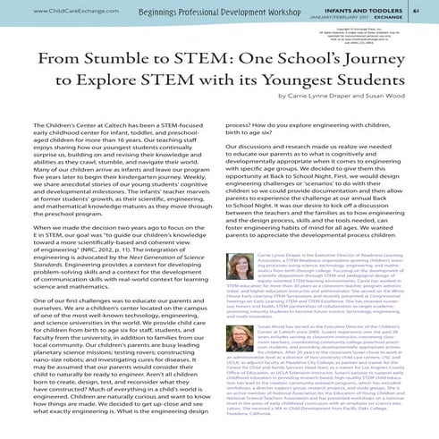 One School's Journey to Explore STEM with its Youngest Students | PDF