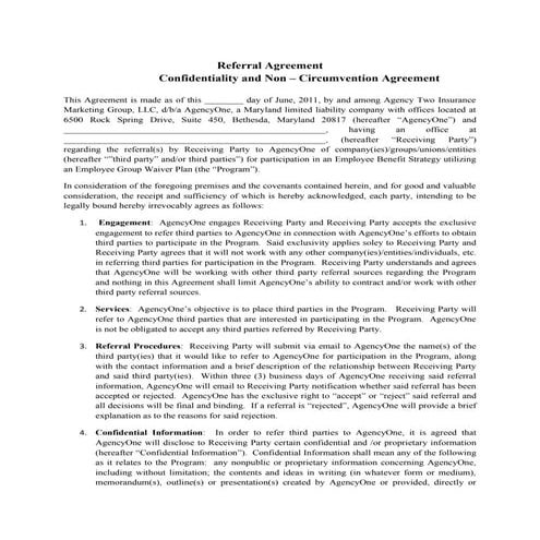 Final Agency One E Referral Agreement (2) | DOC