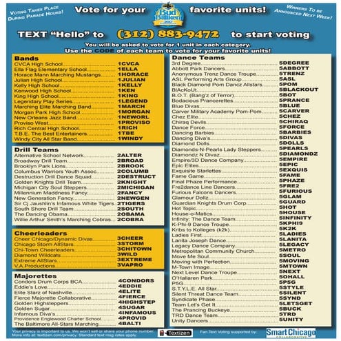 Bud Billiken Parade Text Voting - August 8, 2015 | PDF | Sports