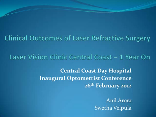 Final Clinical Outcomes Of Laser Refractive Surgery Ppt