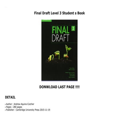 Final Draft Level 3 Student s Book | PDF