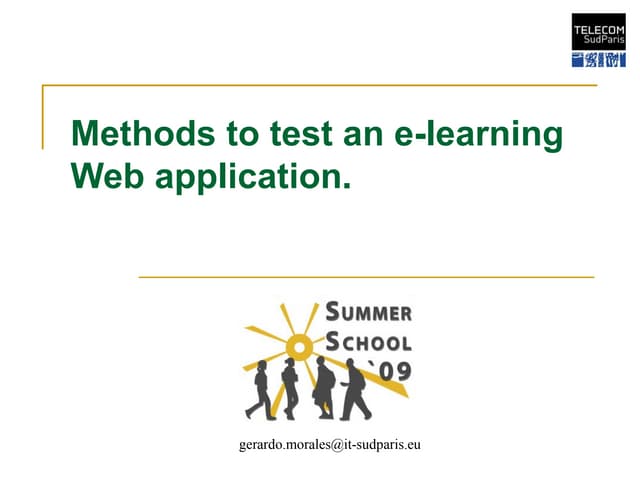 Methods To Test An E Learning Web Application Ppt