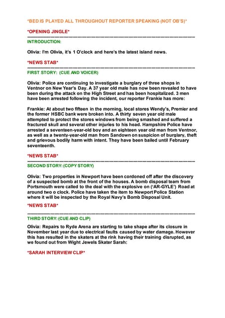 Example radio script | PDF | Music | Entertainment