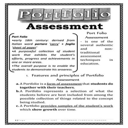 Lecture 5 Portfolio Assessment assessment in learning 2 | PDF