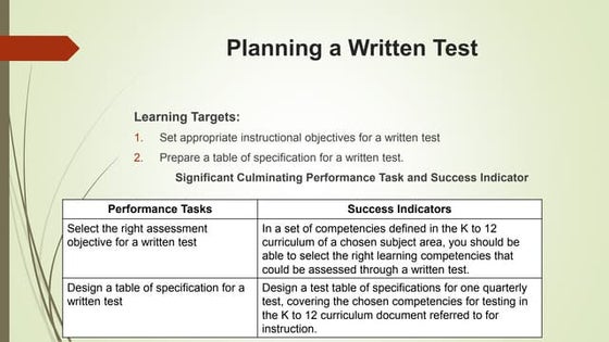 Crafting Effective Tables Of Specifications Tos Pptx