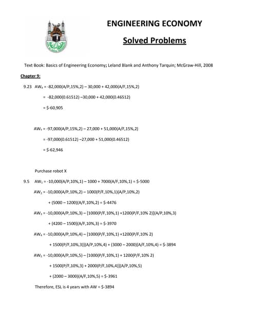 Solutions Manual for Basics of Engineering Economy 2nd Edition by Blank ...