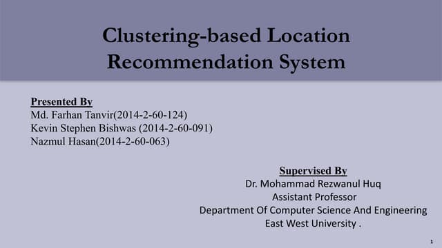 Clustering Based Location Recommendation Collaborative Filtering Ppt