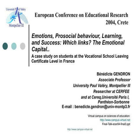 Emotions, Prosocial behaviour, Learning : which links ? The emotional ...