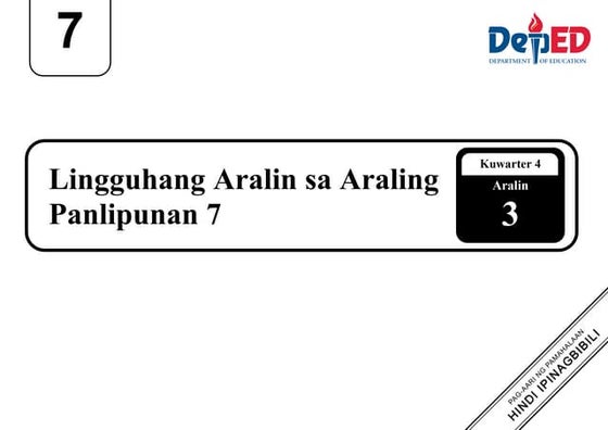Araling Panlipunan unang markaha.n (AP7) | PDF