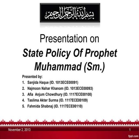 State Policy Of Prophet Muhammad (Sm.) | PPTX